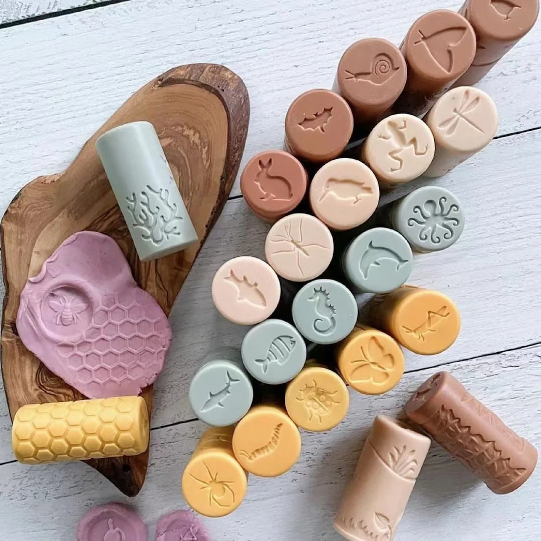 Pottery Tools Clay Modeling Pattern Rollers Floral Marine Insect ...