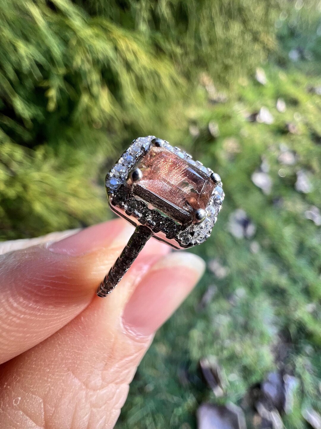 Oregon Sunstone Crystal Ring in Sterling Silver, Orange Peach Schiller ...