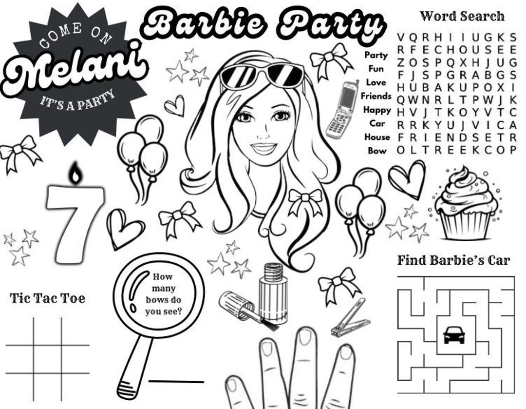 Printable Barbie Activity Sheet - Etsy UK