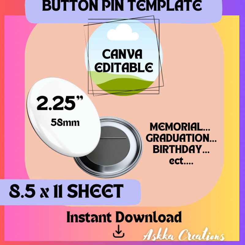 58mm Pin Template - Etsy