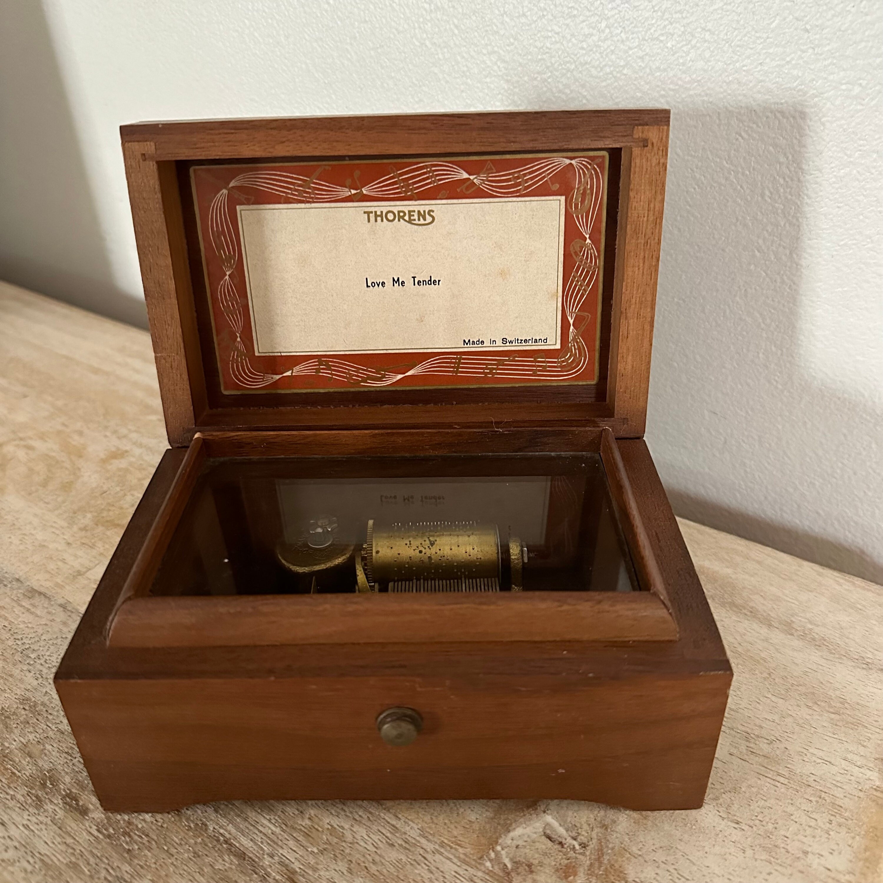 Vintage Thorens Movement Wood Music Box, Tune: Love Me Tender, Made in ...
