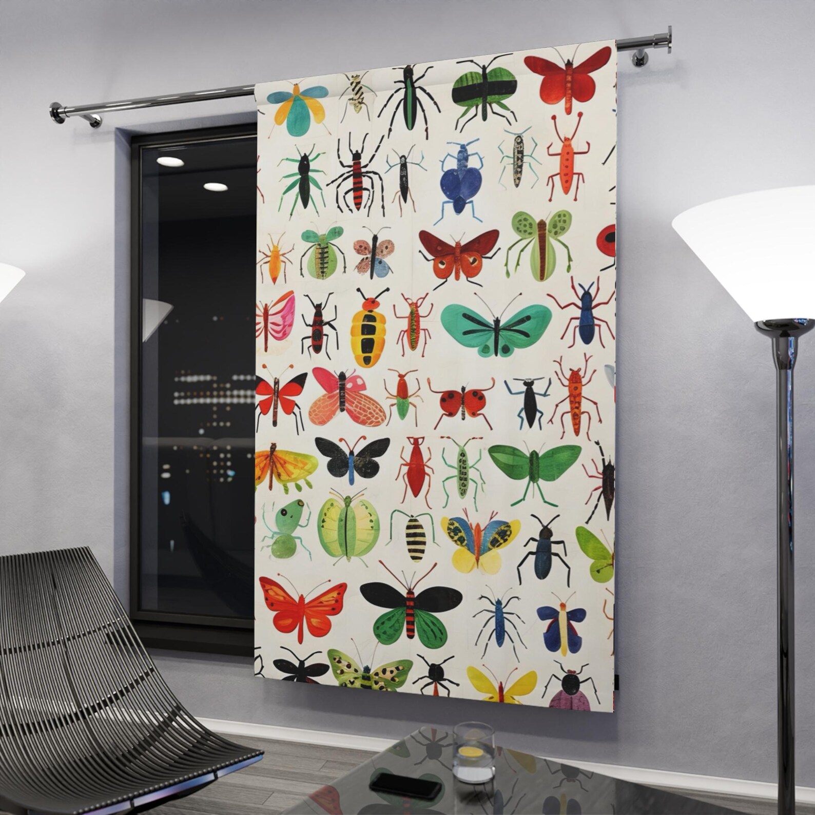 Kids' Window Curtains, Insect Bug Butterfly Exploration - Fun ...