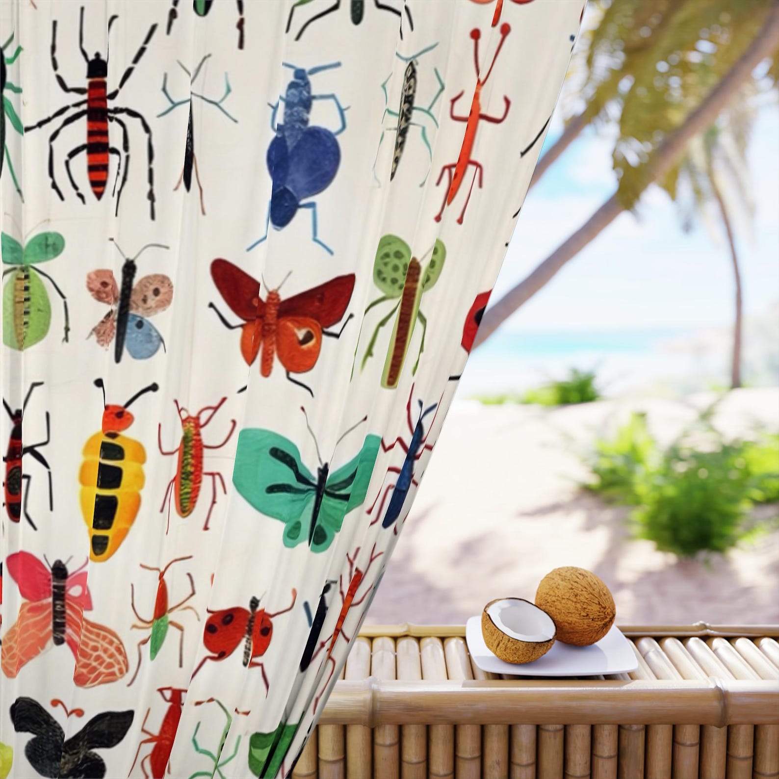 Kids' Window Curtains, Insect Bug Butterfly Exploration - Fun ...