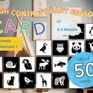 Baby Sensory Card Black and White High Contrast Cards Pack - Etsy