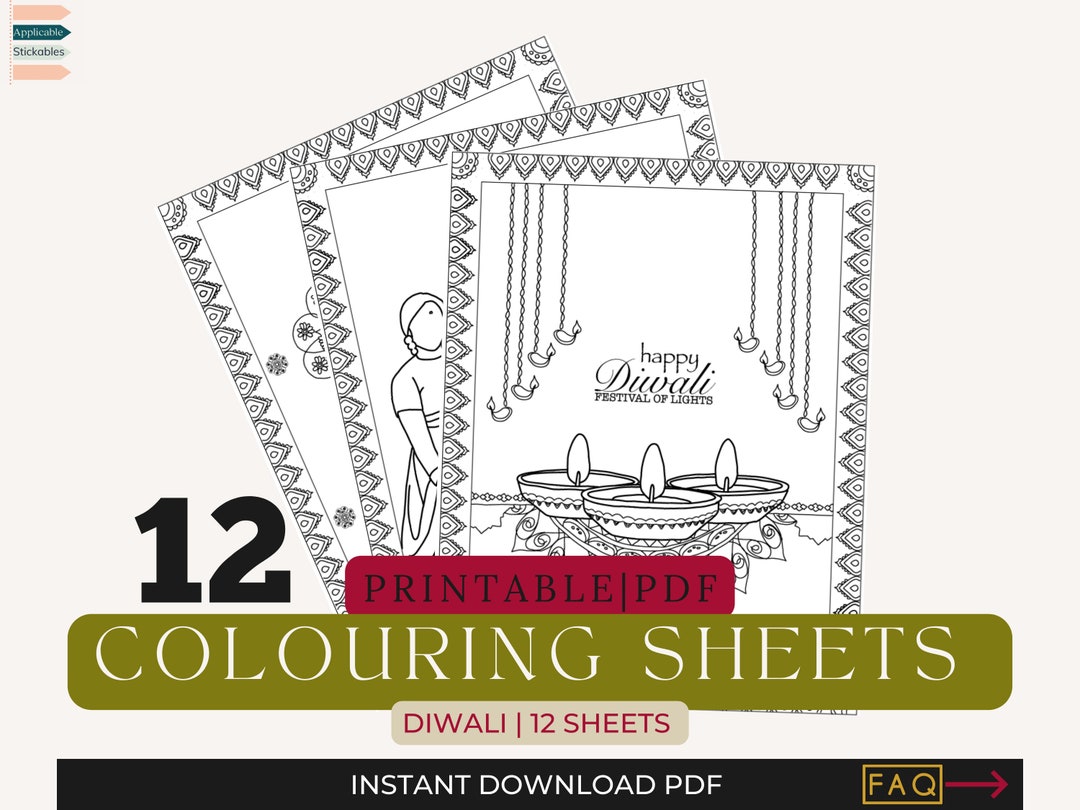 Diwali Printable Colouring Book Cultural Coloring Sheets - Etsy