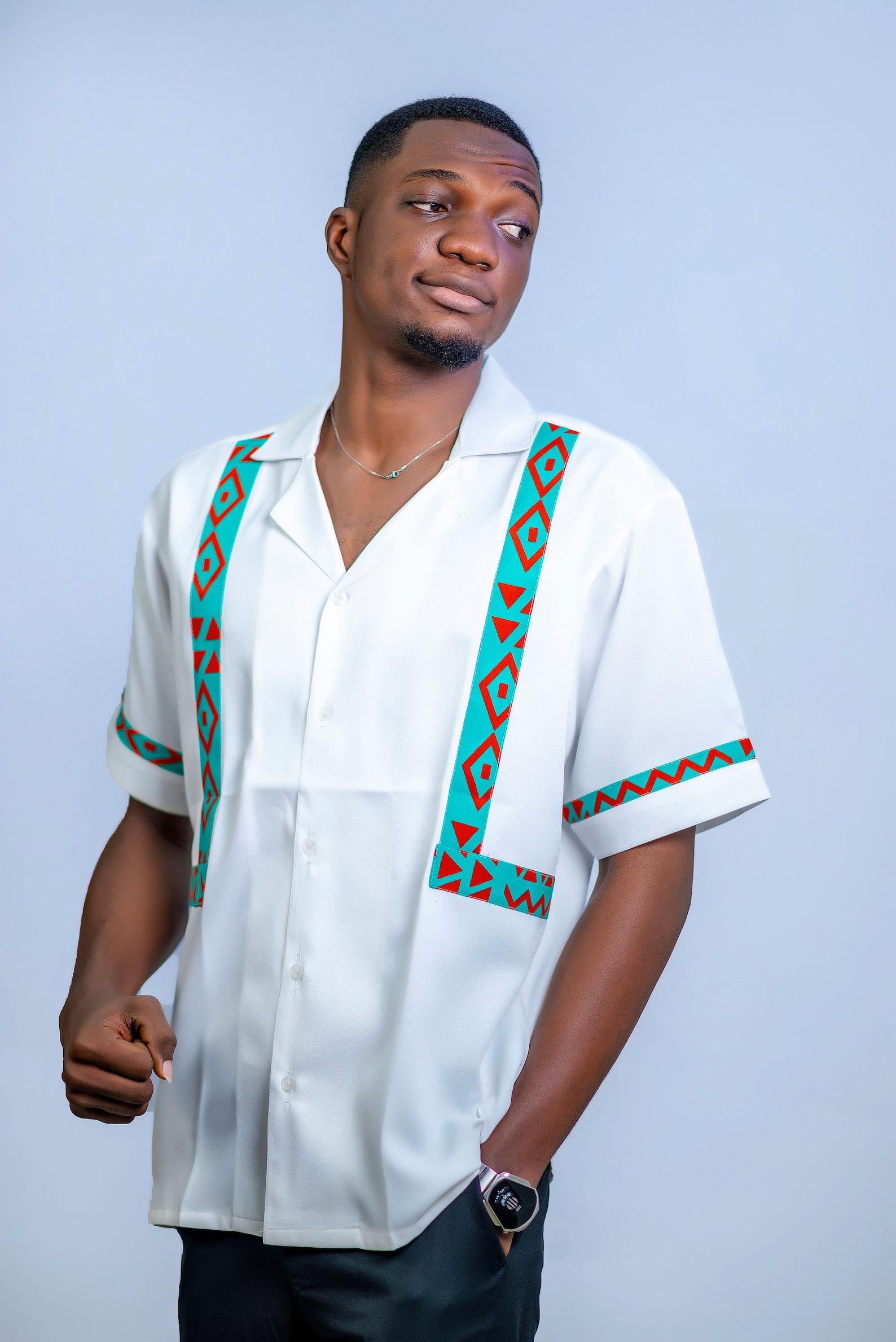 Elegant White Ankara Dashiki Mens Shirt African Print Patterned Top ...