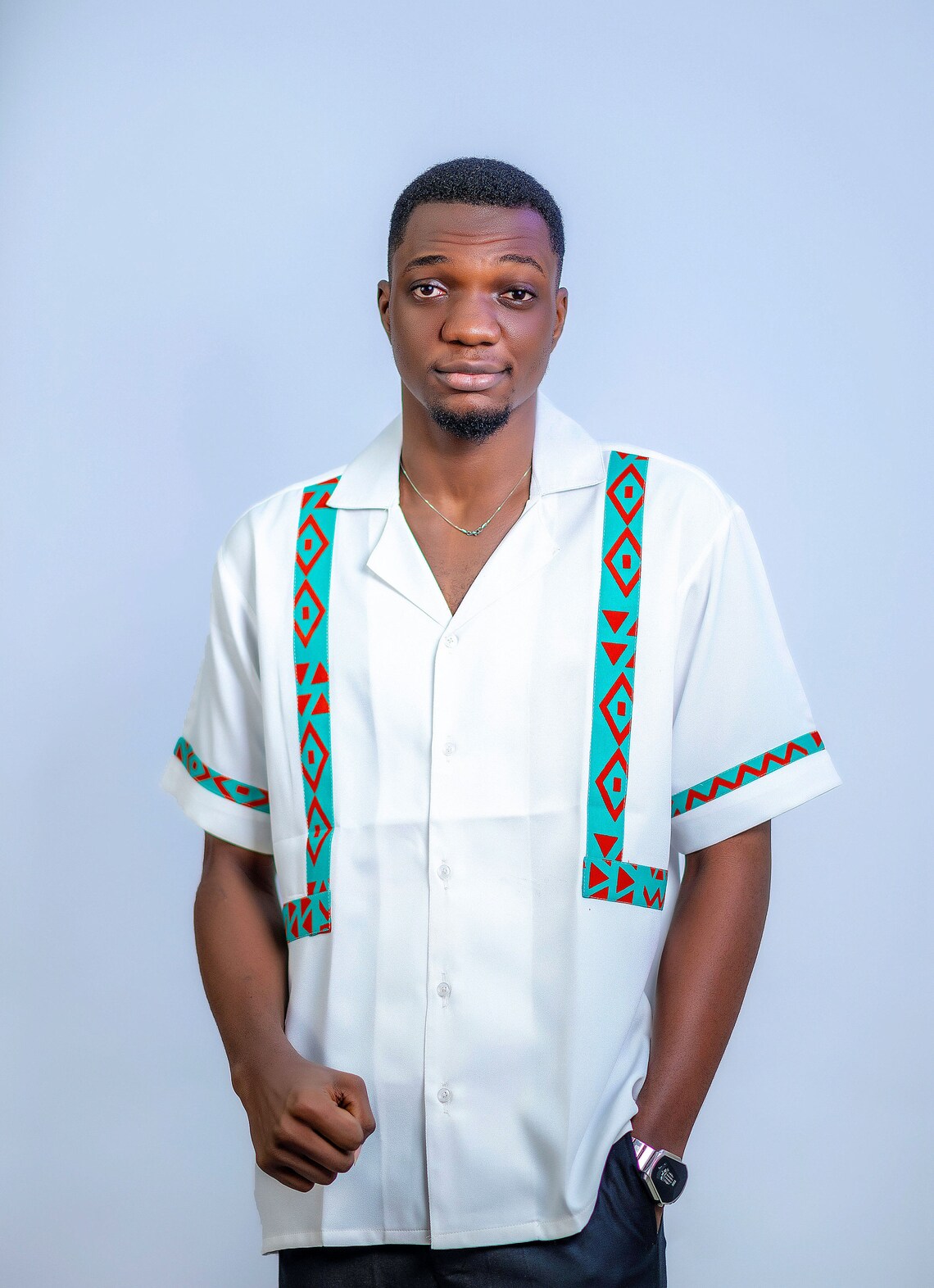 Elegant White Ankara Dashiki Mens Shirt - African Print Patterned Top ...