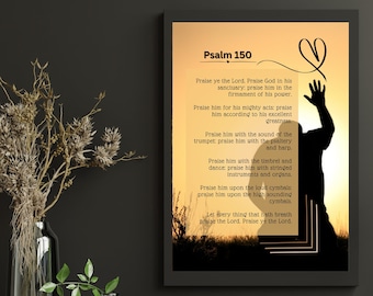 Psalm 150 Praise the Lord, Bible Verse Printable Art, Scripture Wall ...