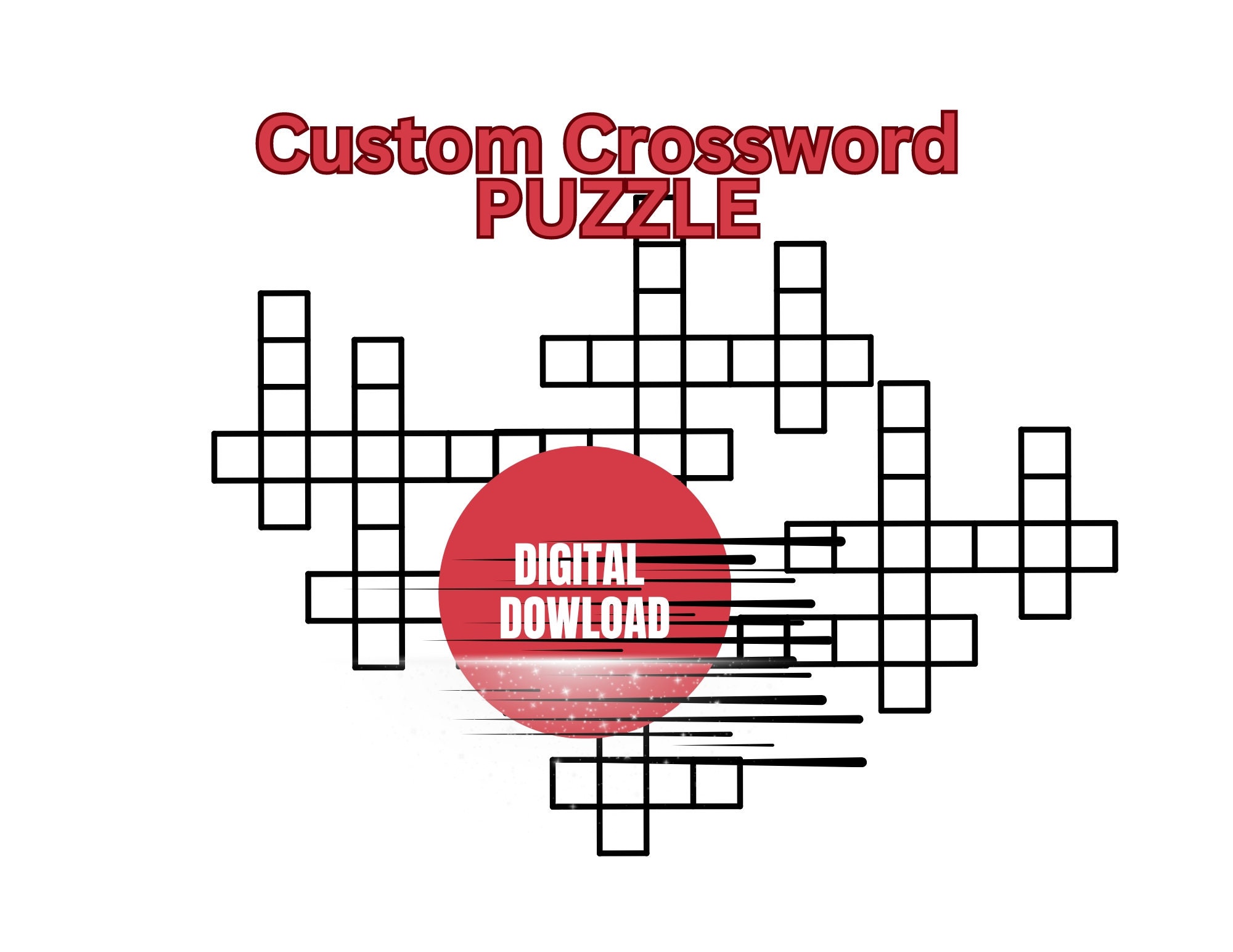 Custom Crossword Puzzle | Digital Download Only | Giant Cross Word ...