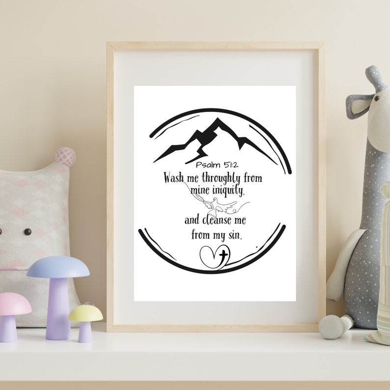 Printable Psalm 51:2 Christian Wall Art Poster // Wash Me Throughly ...