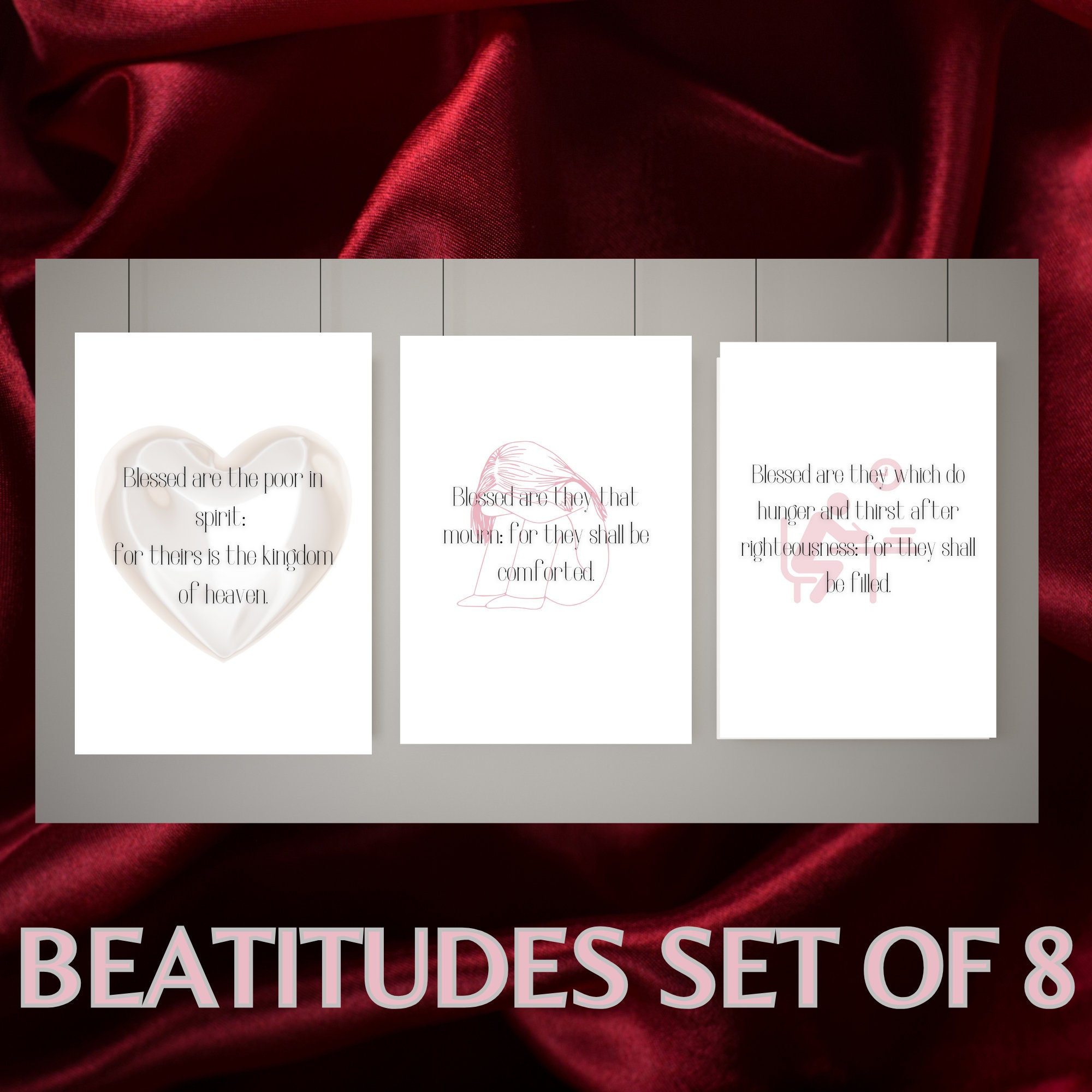 Beatitudes Wall Art Set of 8 | KJV Bible Verse Prints (canva Template ...