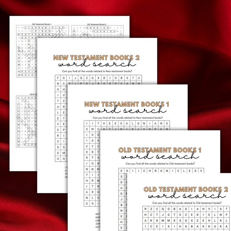 Bible Word Search Printable, Old & New Testament Books (digital ...