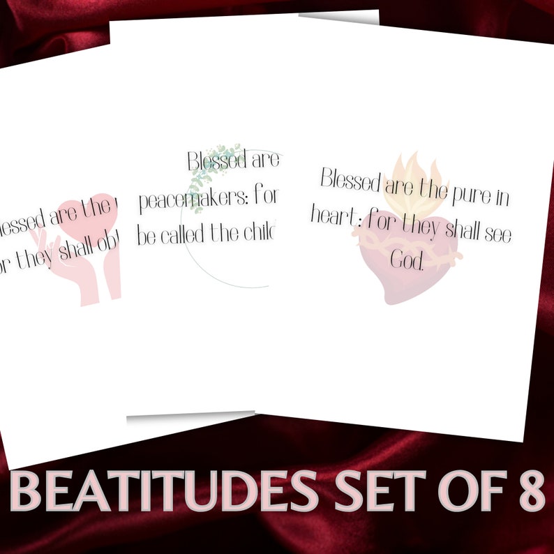 Beatitudes Wall Art Set of 8 | KJV Bible Verse Prints (canva Template ...