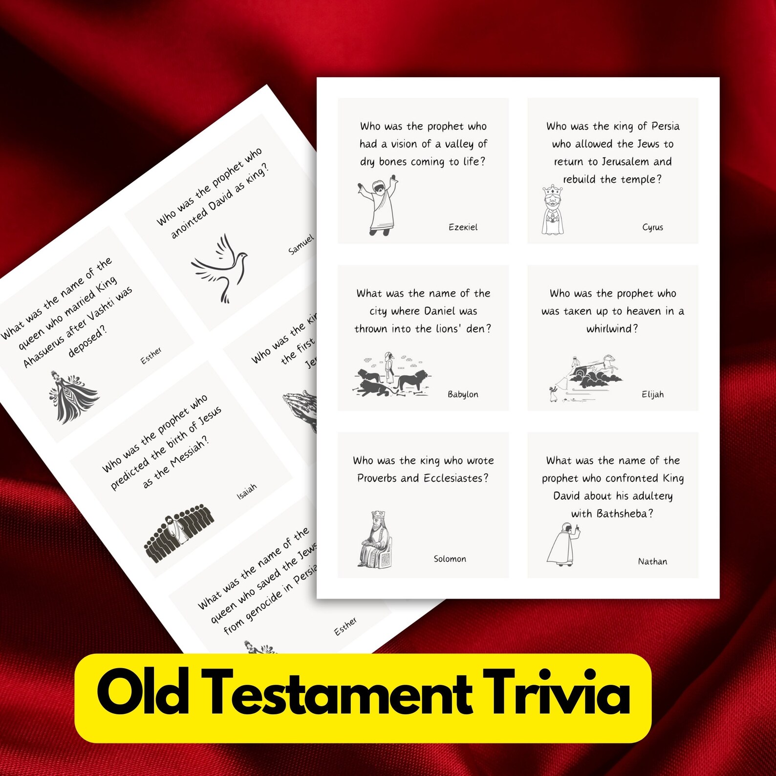 Old Testament Bible Trivia Game, Bible Trivia Printable Cards, Church ...