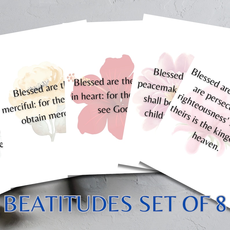 Printable Beatitudes Set of 8 // Matthew 5:3-10, 8 Beatitudes Artwork ...