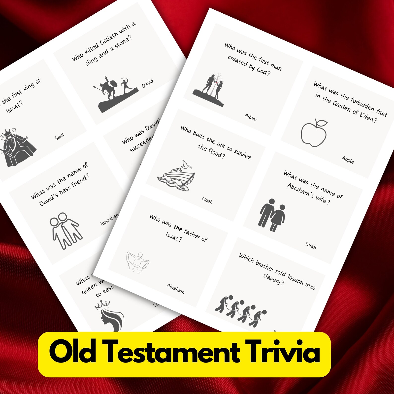 Old Testament Bible Trivia Game, Bible Trivia Printable Cards, Church ...