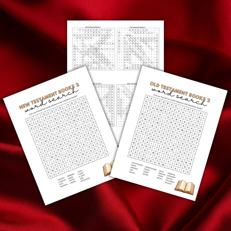 Bible Word Search Printable, Old & New Testament Books (digital ...