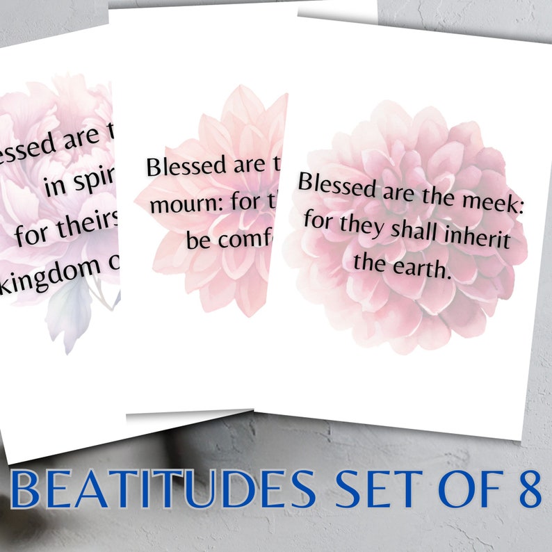 Printable Beatitudes Set of 8 // Matthew 5:3-10, 8 Beatitudes Artwork ...