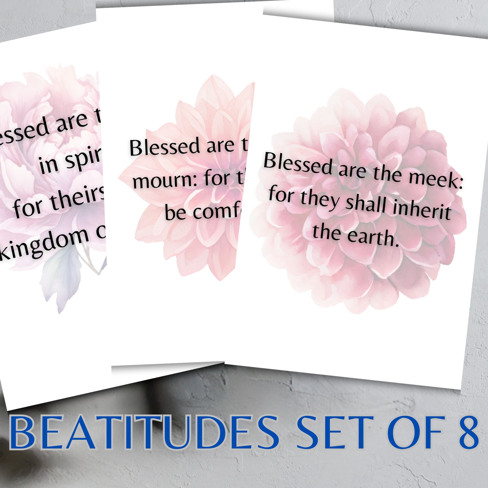 Printable Beatitudes Set of 8 // Matthew 5:3-10, 8 Beatitudes Artwork ...