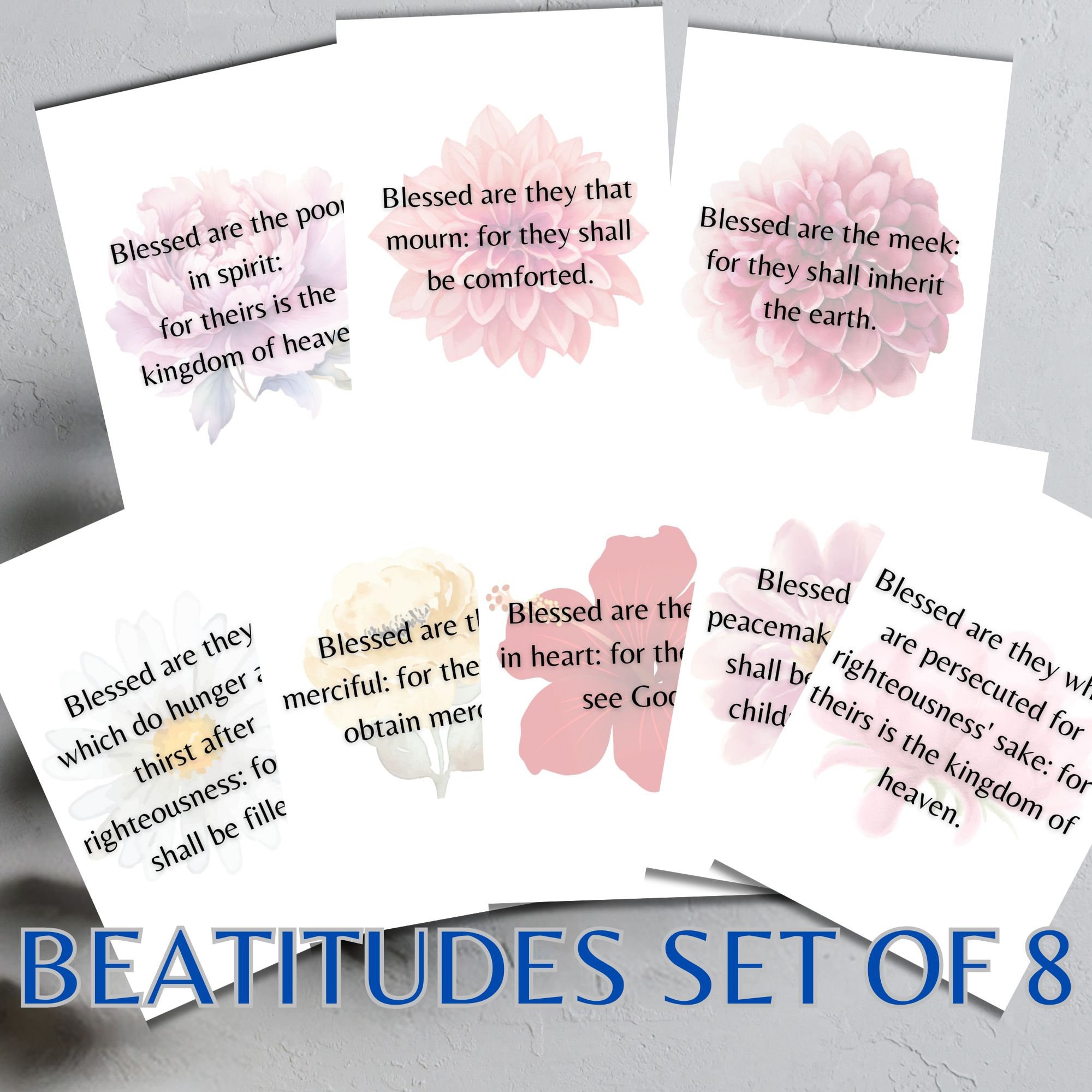Printable Beatitudes Set of 8 // Matthew 5:3-10, 8 Beatitudes Artwork ...