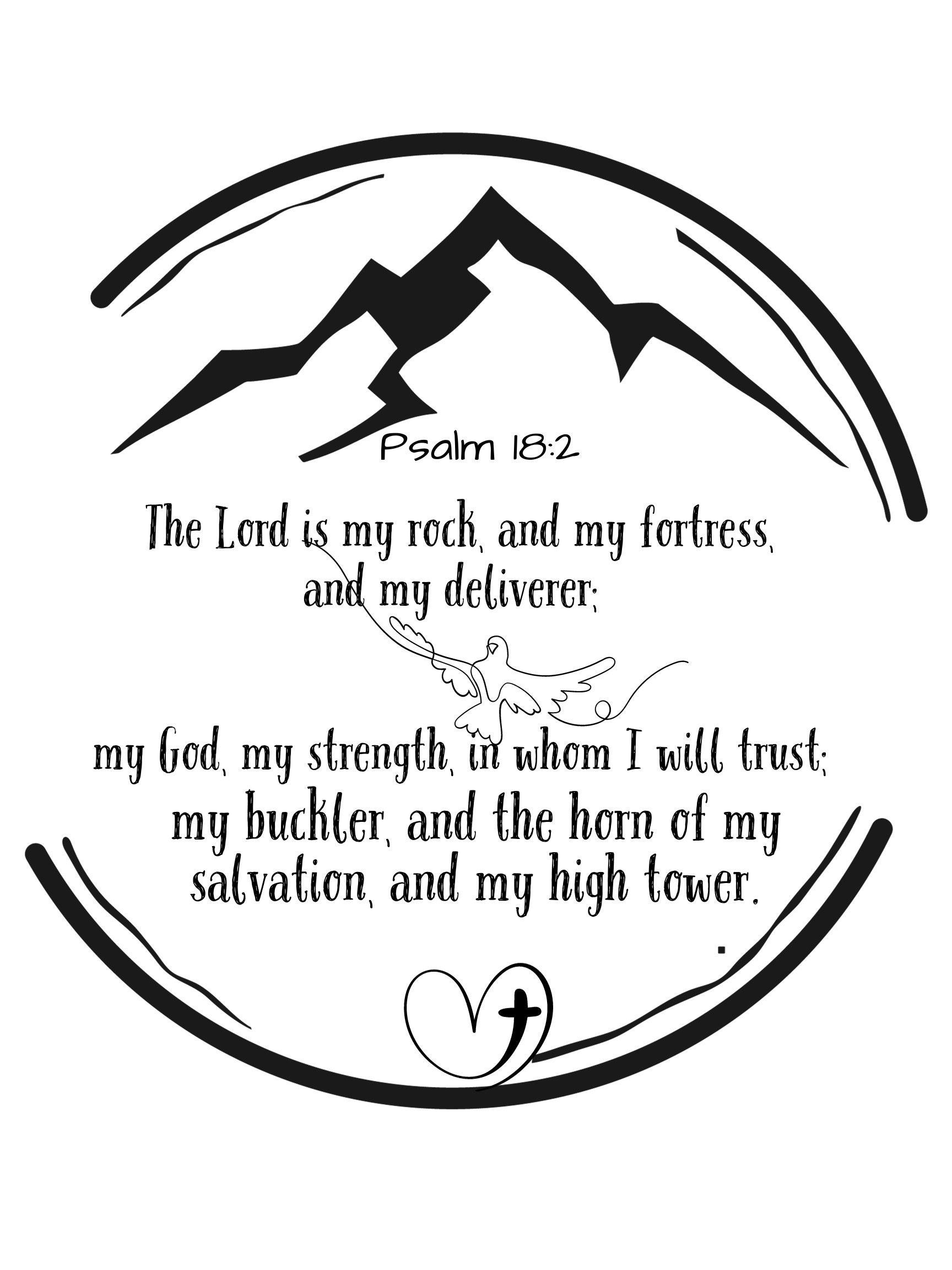 Printable Psalm 18:2 Christian Wall Art Poster // the Lord is My Rock ...