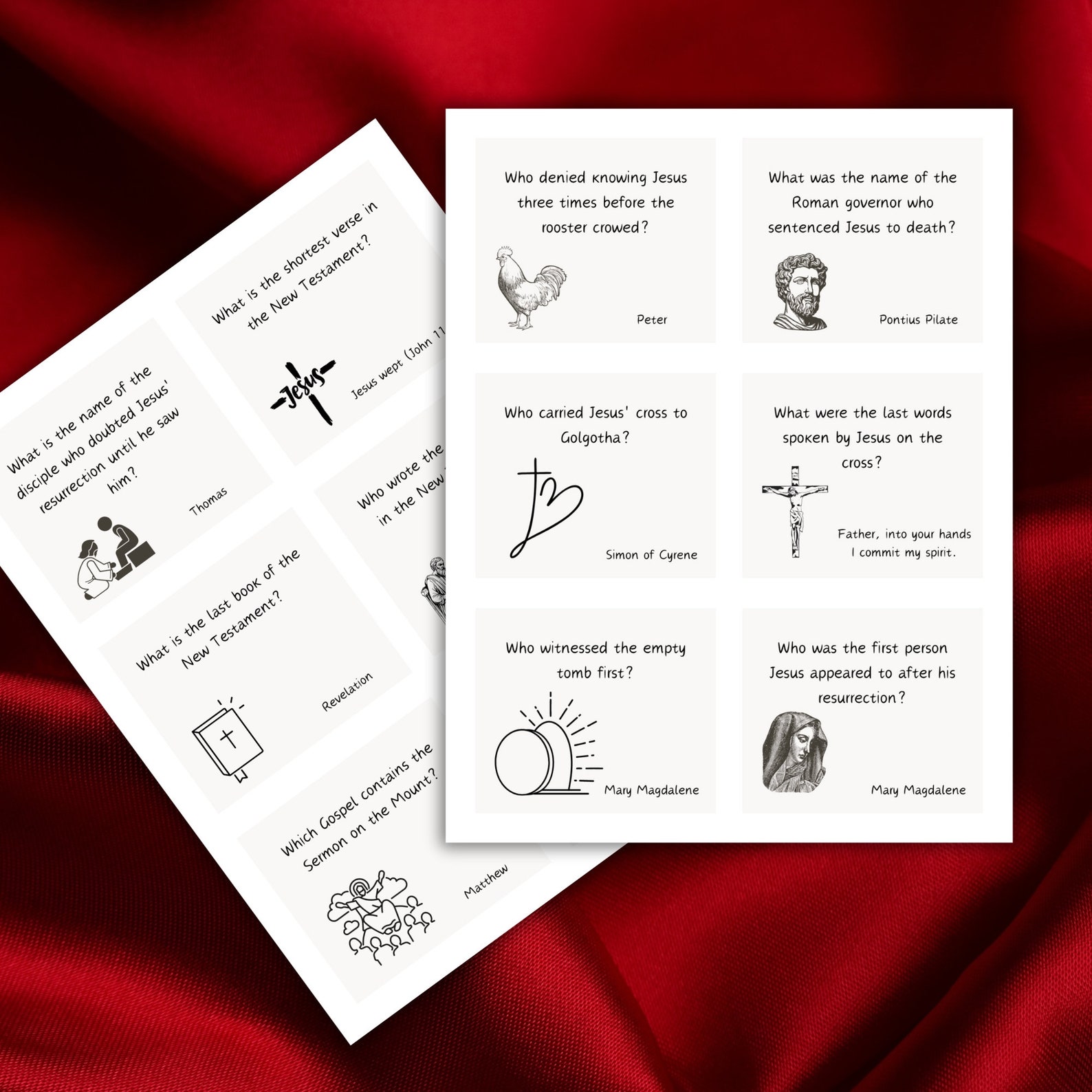 Bible Trivia Printable Cards, New Testament Bible Trivia Game, Church ...