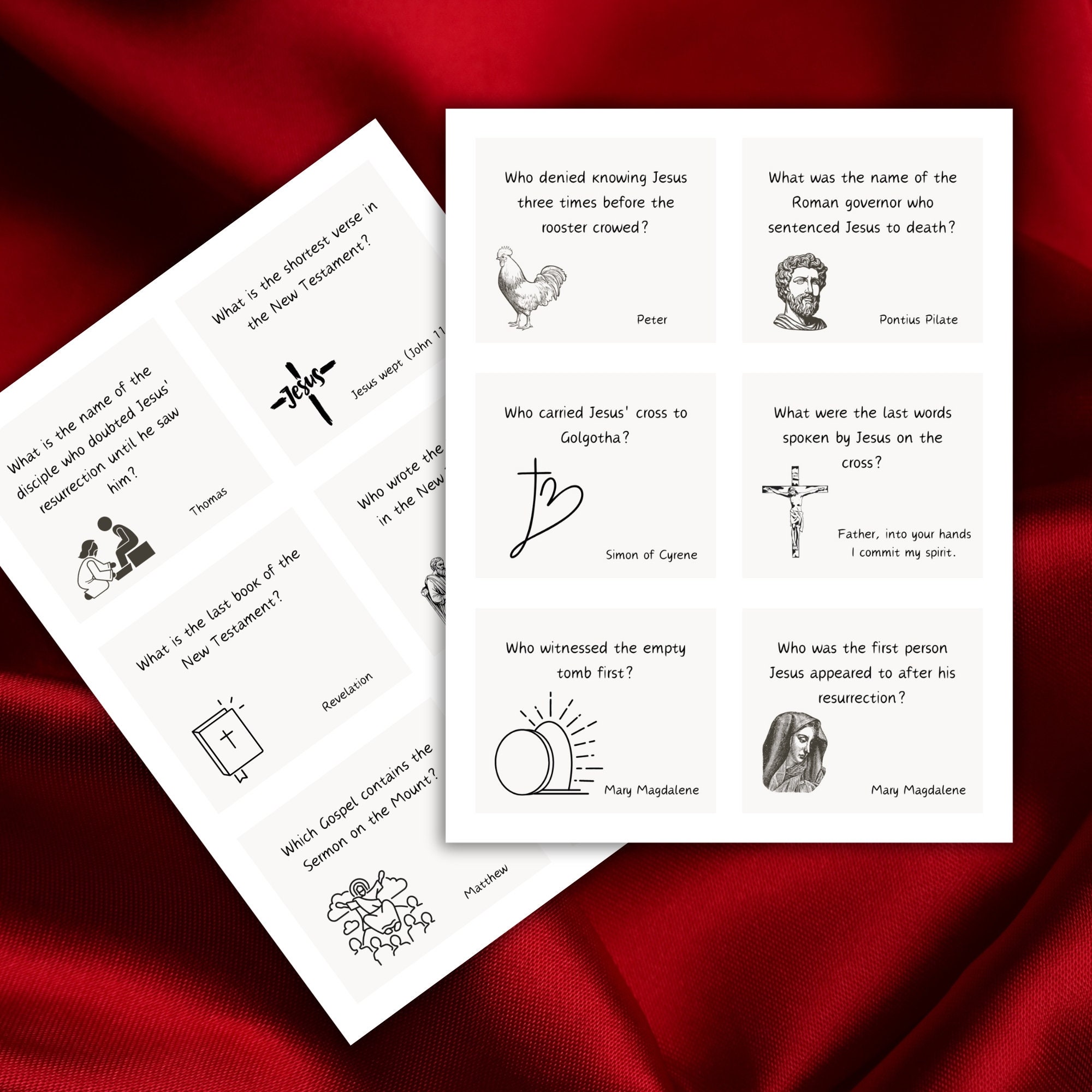 Bible Trivia Printable Cards, New Testament Bible Trivia Game, Church ...