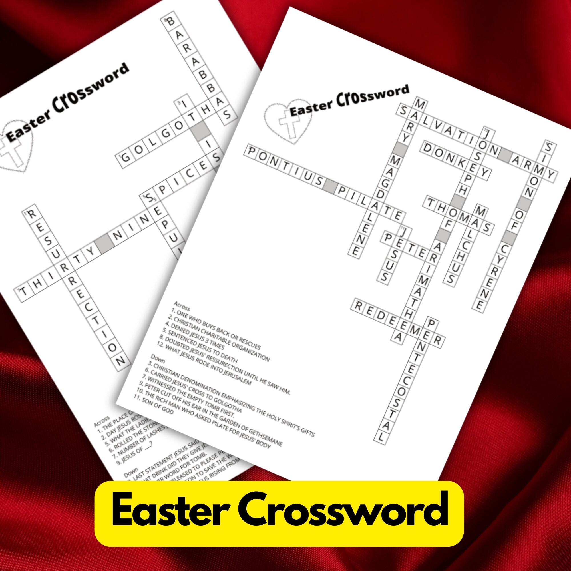Easter Crossword Game | Bible Crossword Puzzle Printable, Sunday School ...