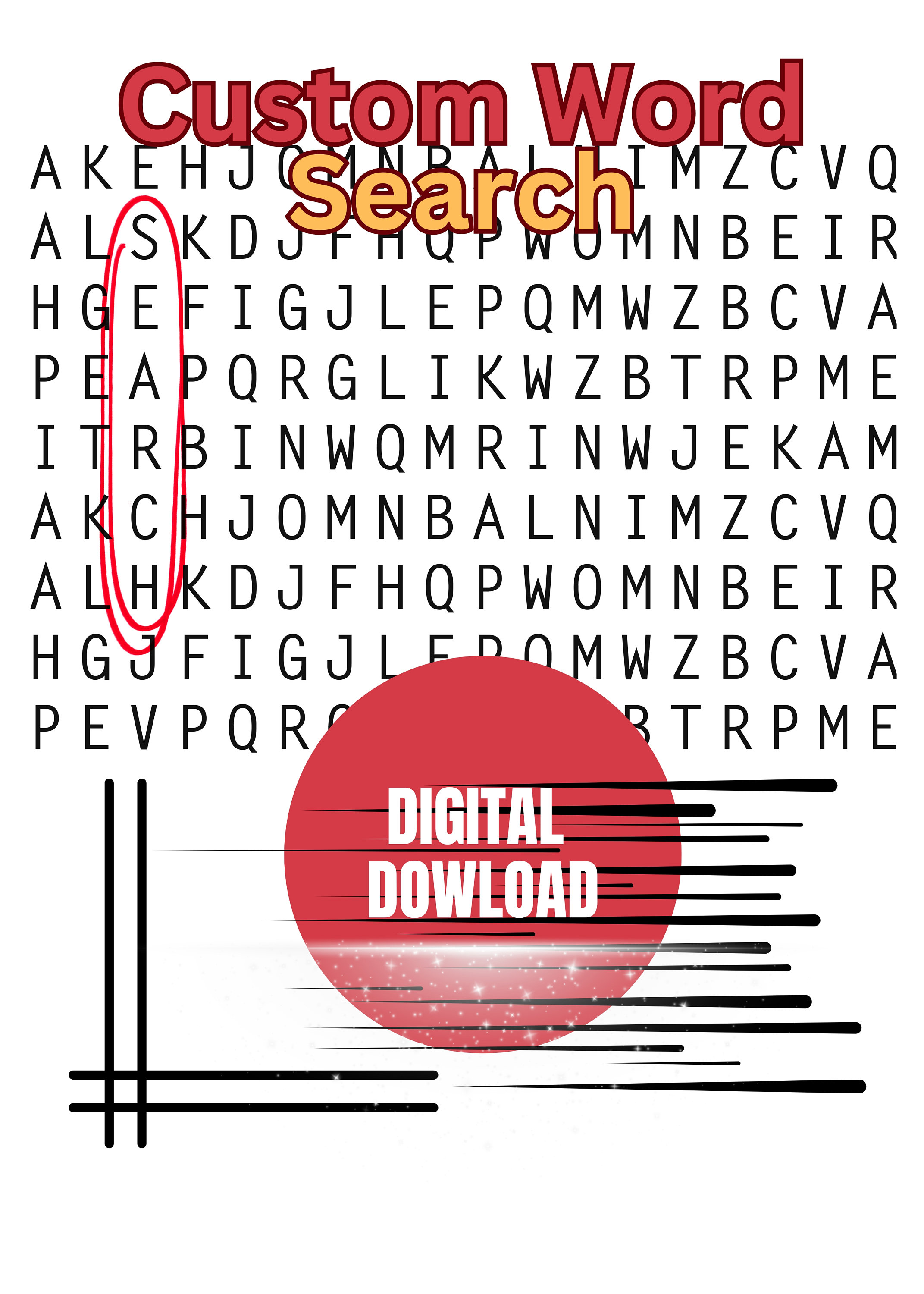 Custom Word Search | Digital Download Only | Giant Wordsearch | up to ...