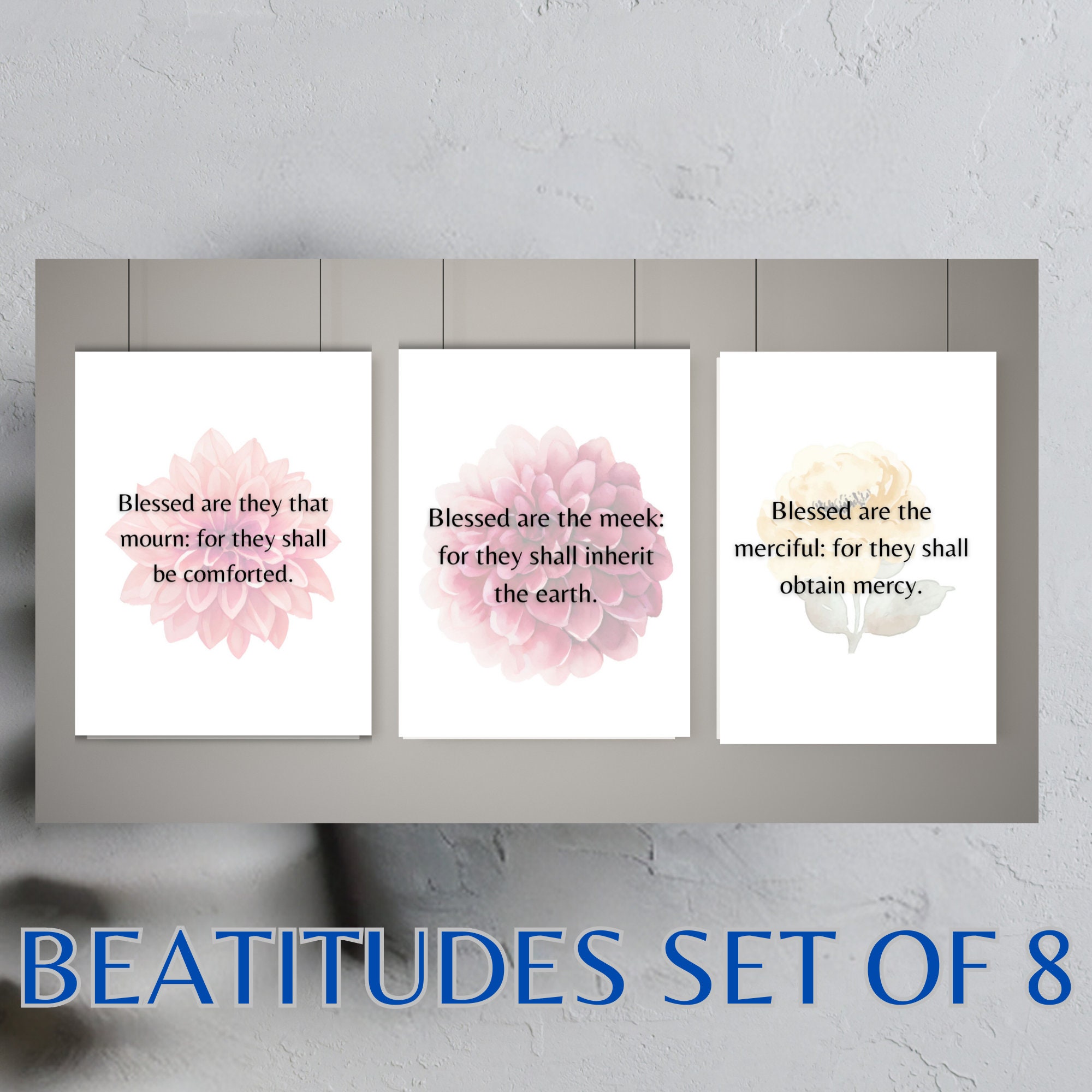 Printable Beatitudes Set of 8 // Matthew 5:3-10, 8 Beatitudes Artwork ...