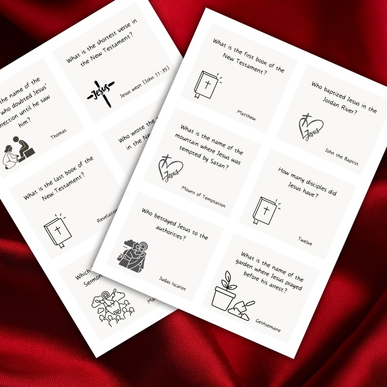 Bible Trivia Printable Cards, New Testament Bible Trivia Game, Church ...