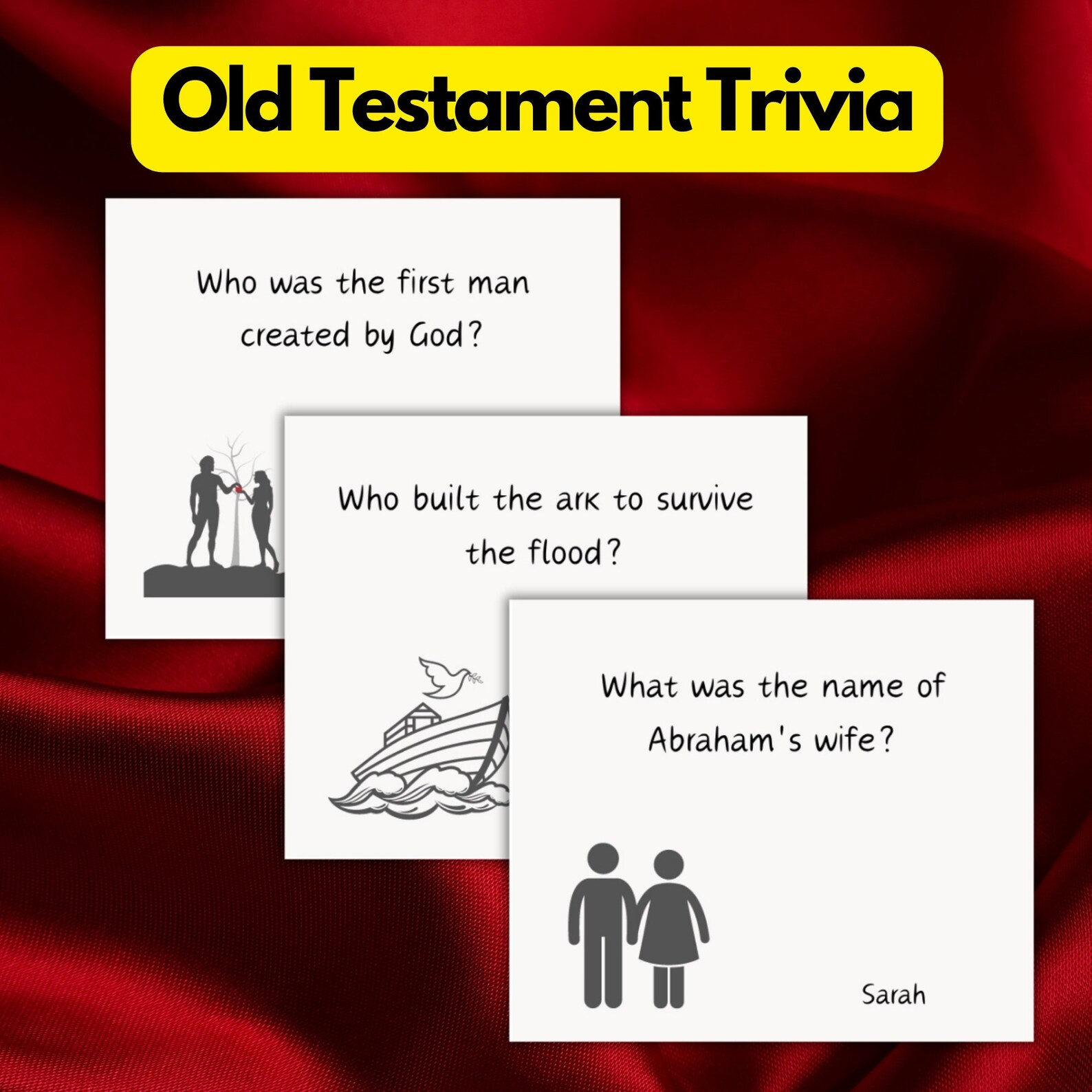 Old Testament Bible Trivia Game Cards, Sunday School (digital Download ...