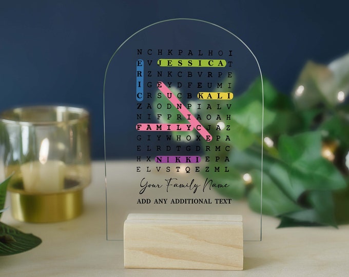 Custom Word Search Gift for Family Word Search Acrylic Plaque, Family ...