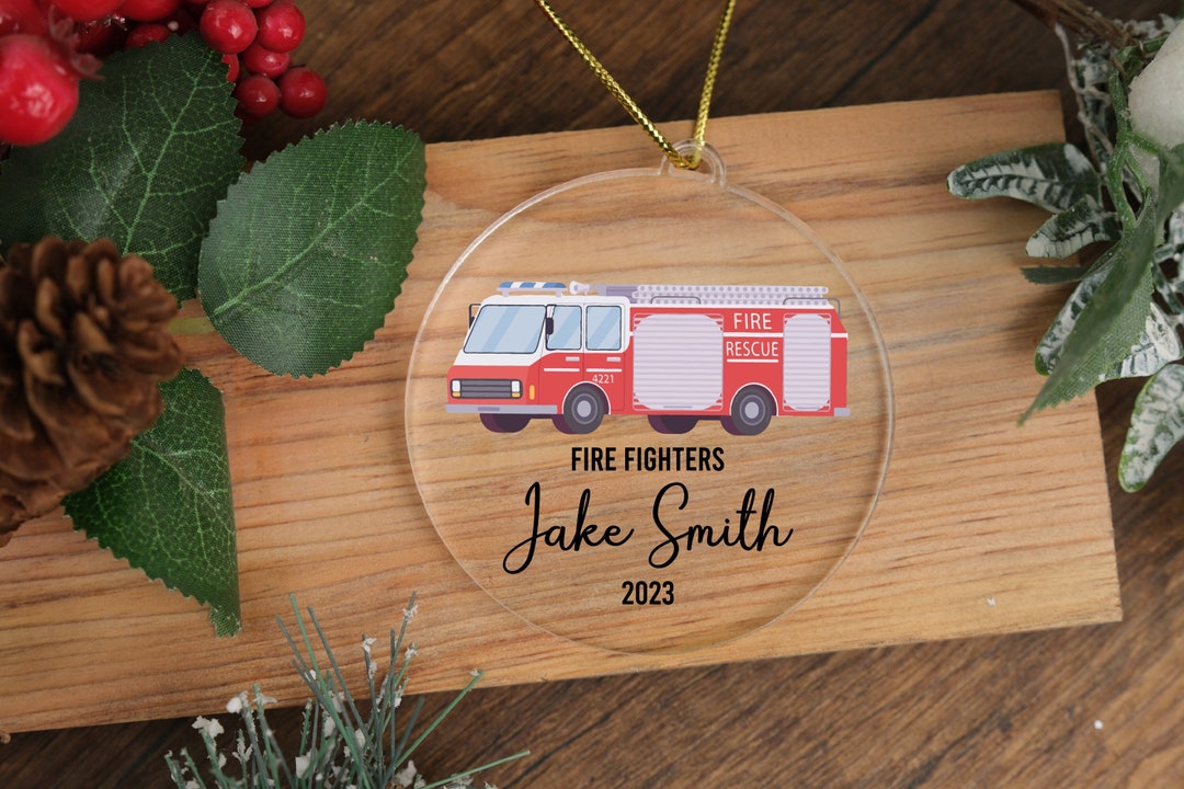 Christmas Gift for Fireman,fire Fighters Ornament,custom Red Ornament ...