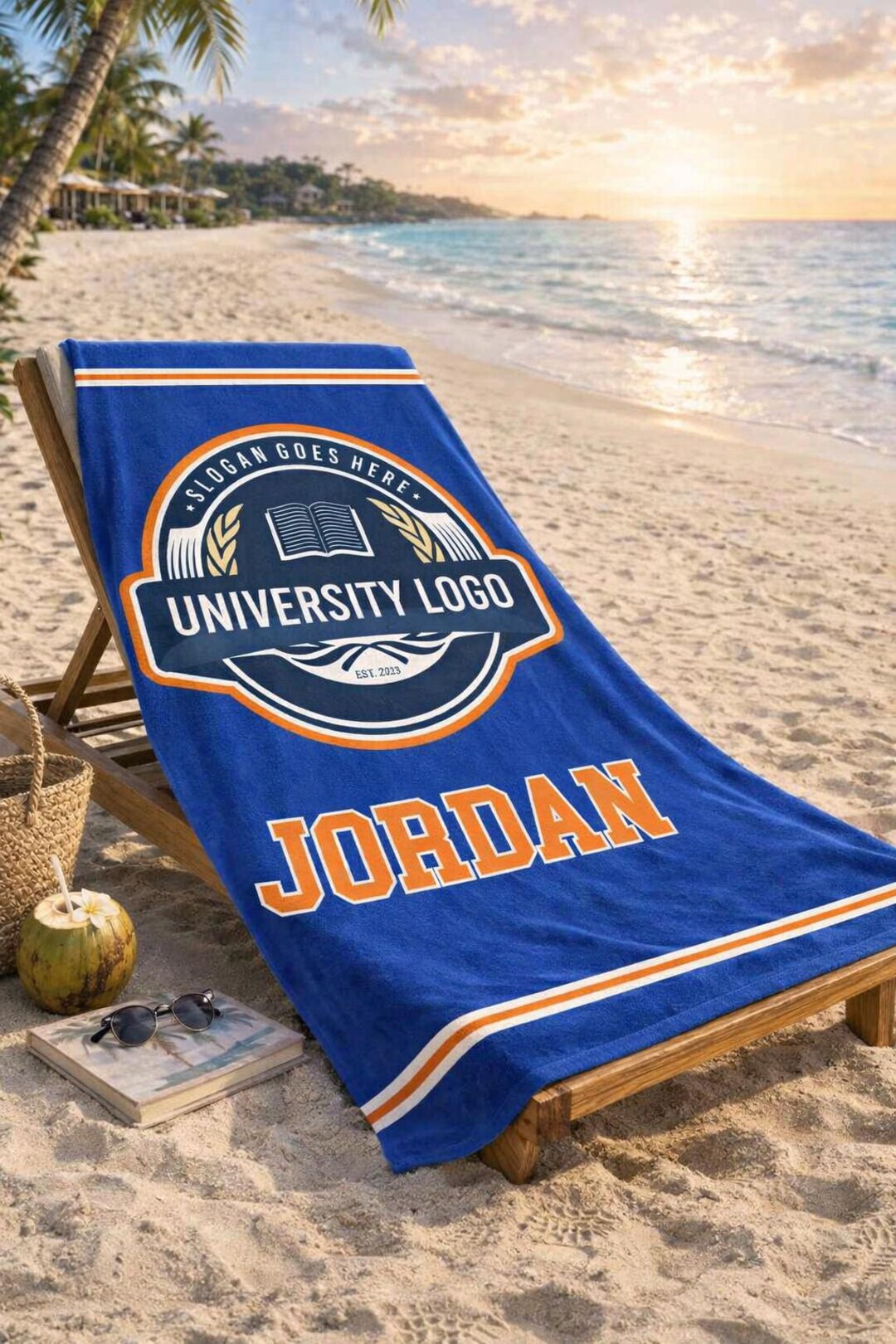 Custom University Beach Towel, Personalized College Logo and Name, Bulk ...