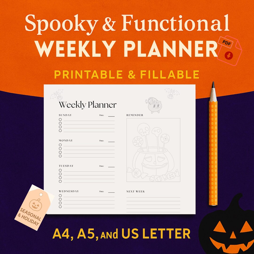 Printable Halloween Weekly Planner | Pastel Spooky Design (PDF) - Etsy