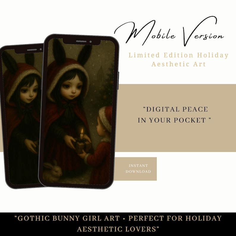 Gothic Christmas Bunny Girl Wallpaper: Dark Holiday iPhone Lock Screen ...