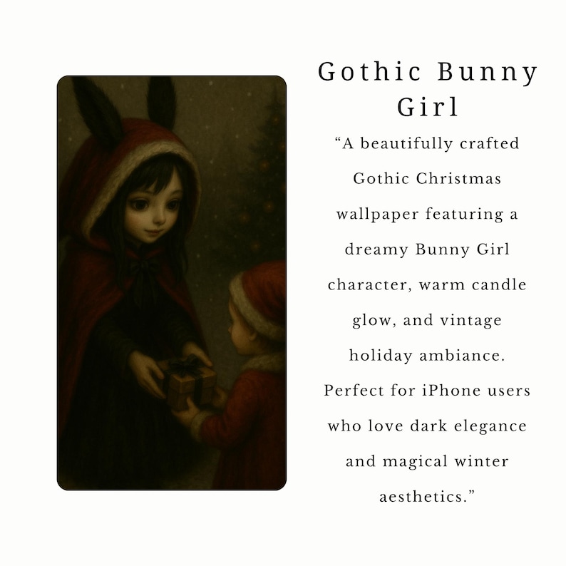 Gothic Christmas Bunny Girl Wallpaper: Dark Holiday iPhone Lock Screen ...