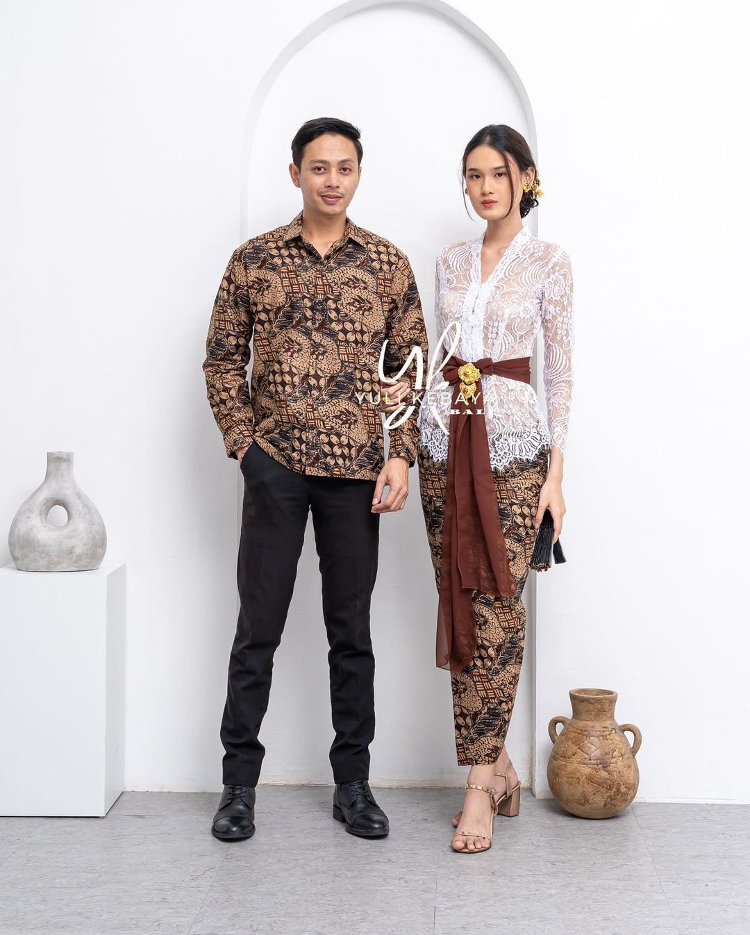 Kebaya Dress and Batik Men's Shirt for Wedding or Formal Event | Couple ...