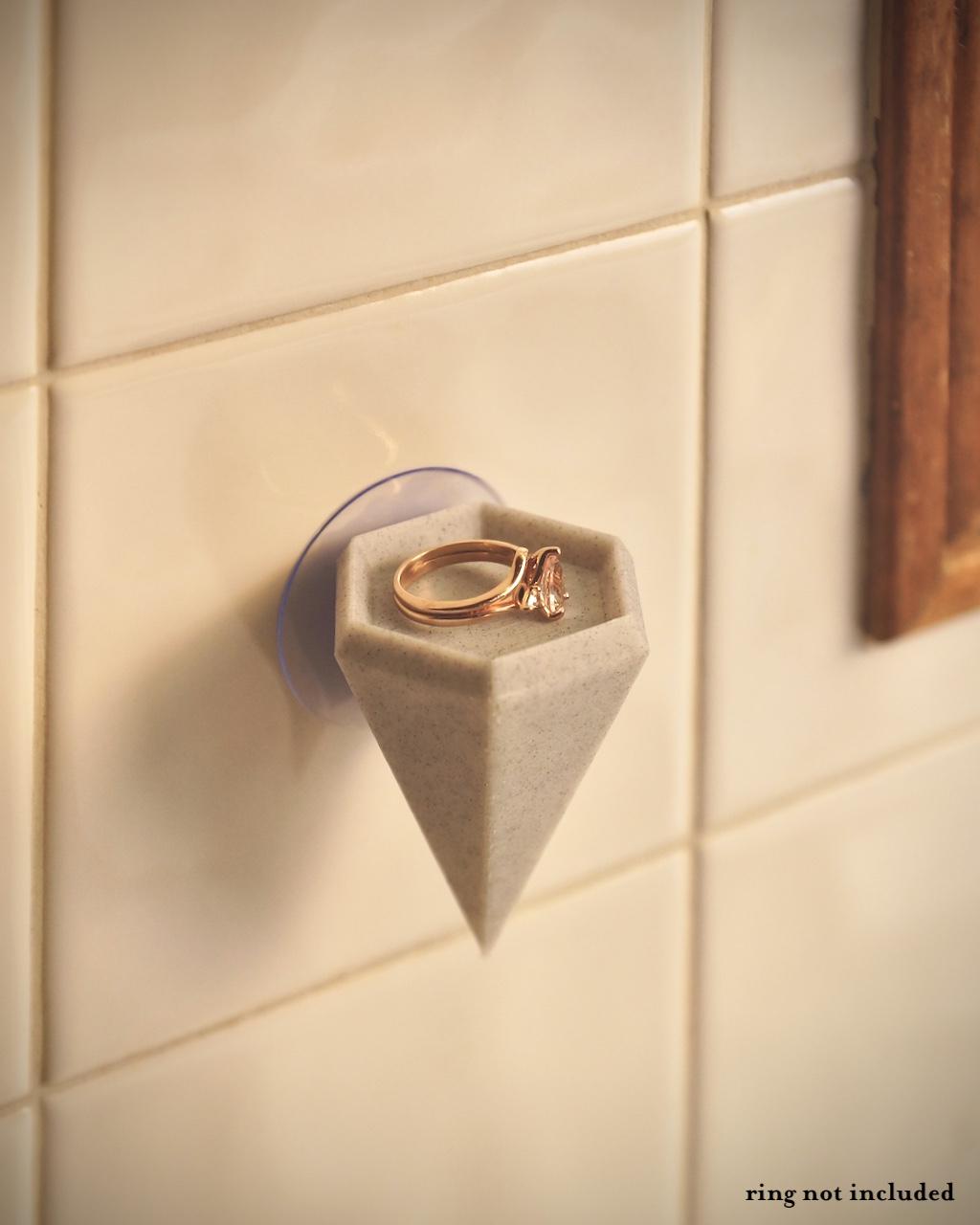 3D Printed Stone-look Ring Holder With Wall Suction - Etsy
