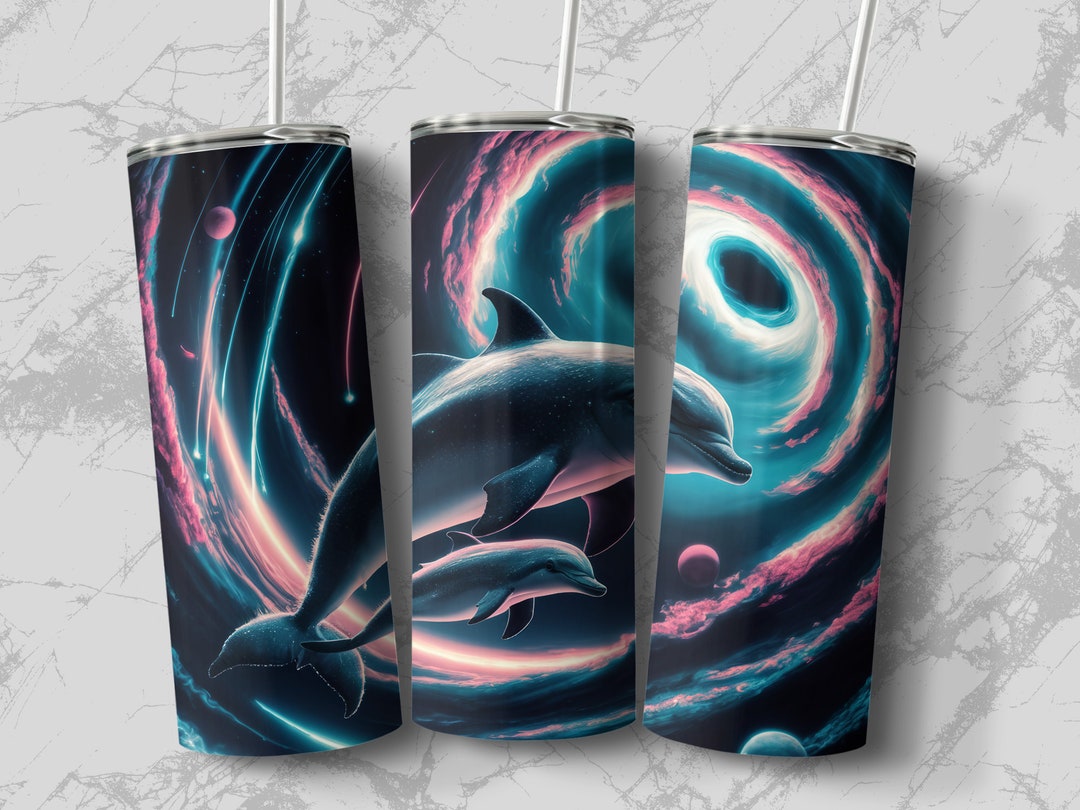 Dolphins in Cosmic Space Tumbler, Dolphin Lovers Gift, Unique Galaxy ...