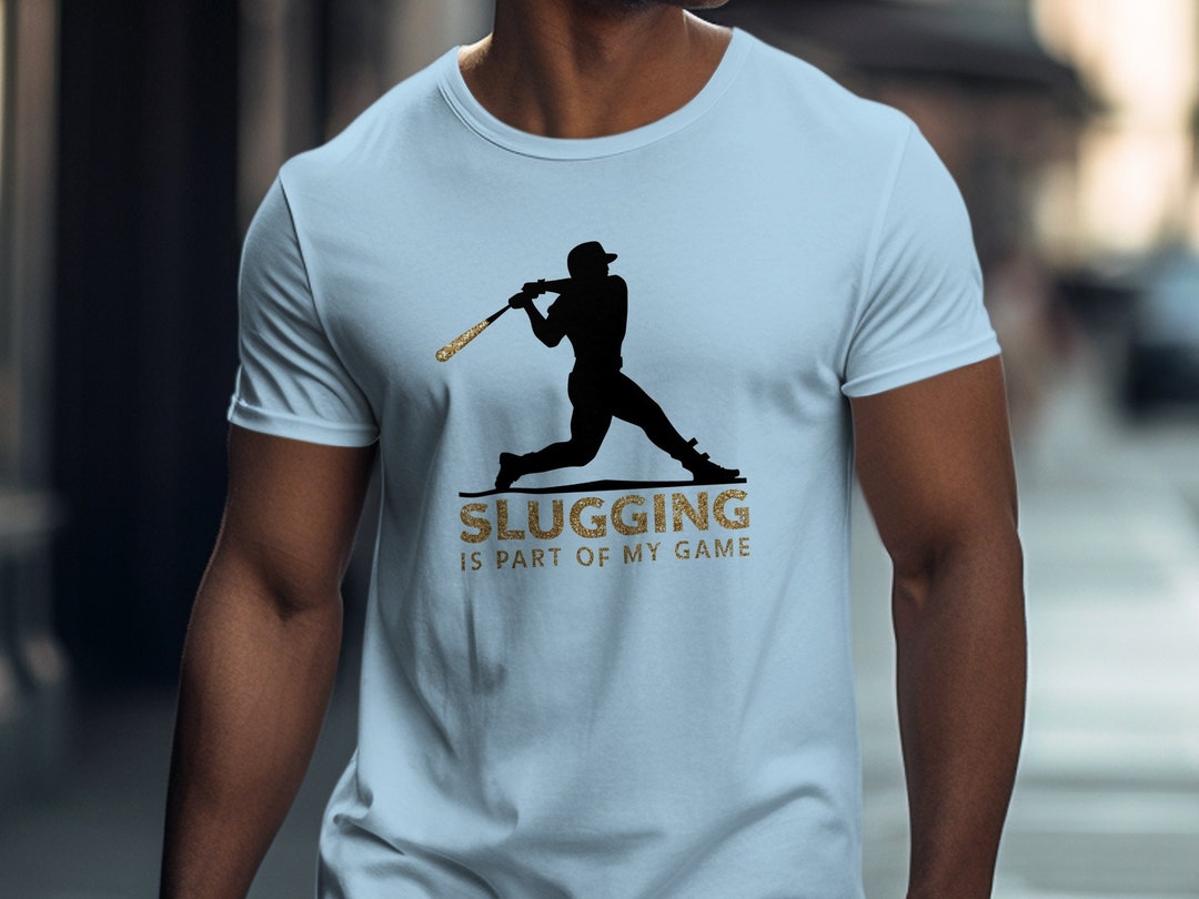 Baseball Silhouette T-shirt, Slugging is Part of My Game, Sports Casual ...
