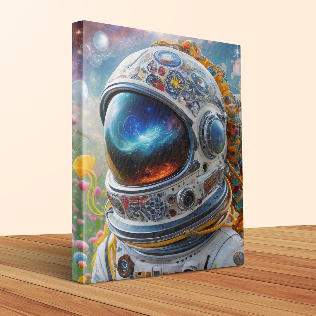 Vibrant Astronaut in Floral Galaxy, Cosmic Wall Art, Space Decor ...