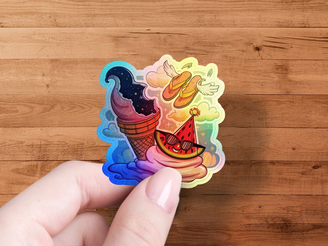 Whimsical Summer Stickers, Night Sky Ice Cream, Watermelon and Flip ...