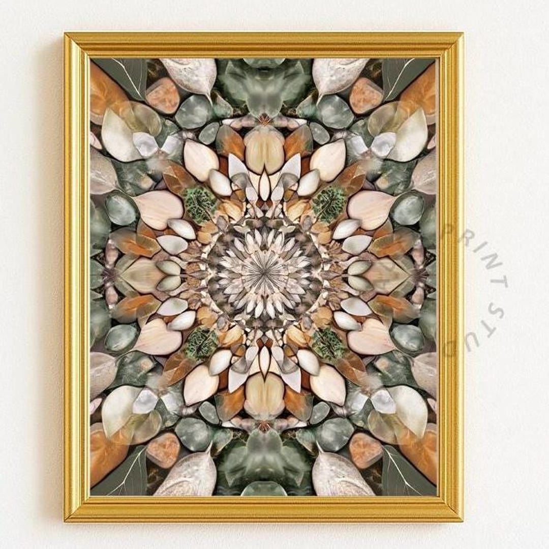 Abstract Mandala Stones Printable Art - Earthy Pattern, Natural Decor ...