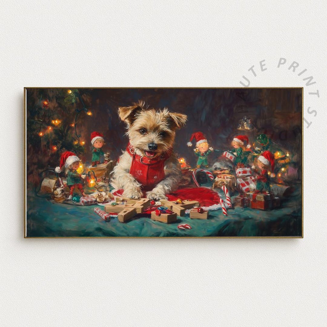 Yorkie Puppy Frame TV Art, Cute Holiday Decor, Adorable Pet ...