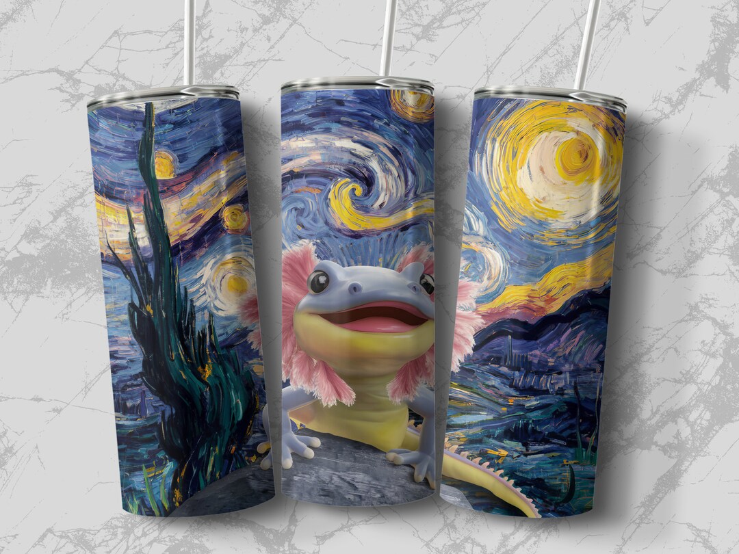 Axolotl Van Gogh Starry Night Tumbler, Cute Axolotl Art, Unique Tumbler ...