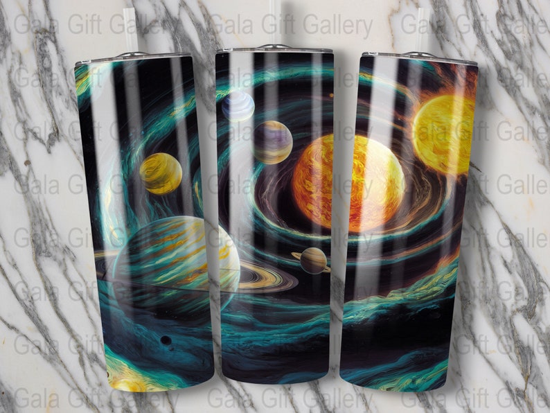Solar System Galaxy 20oz Skinny Tumbler Wraps, Space Planetary Theme ...