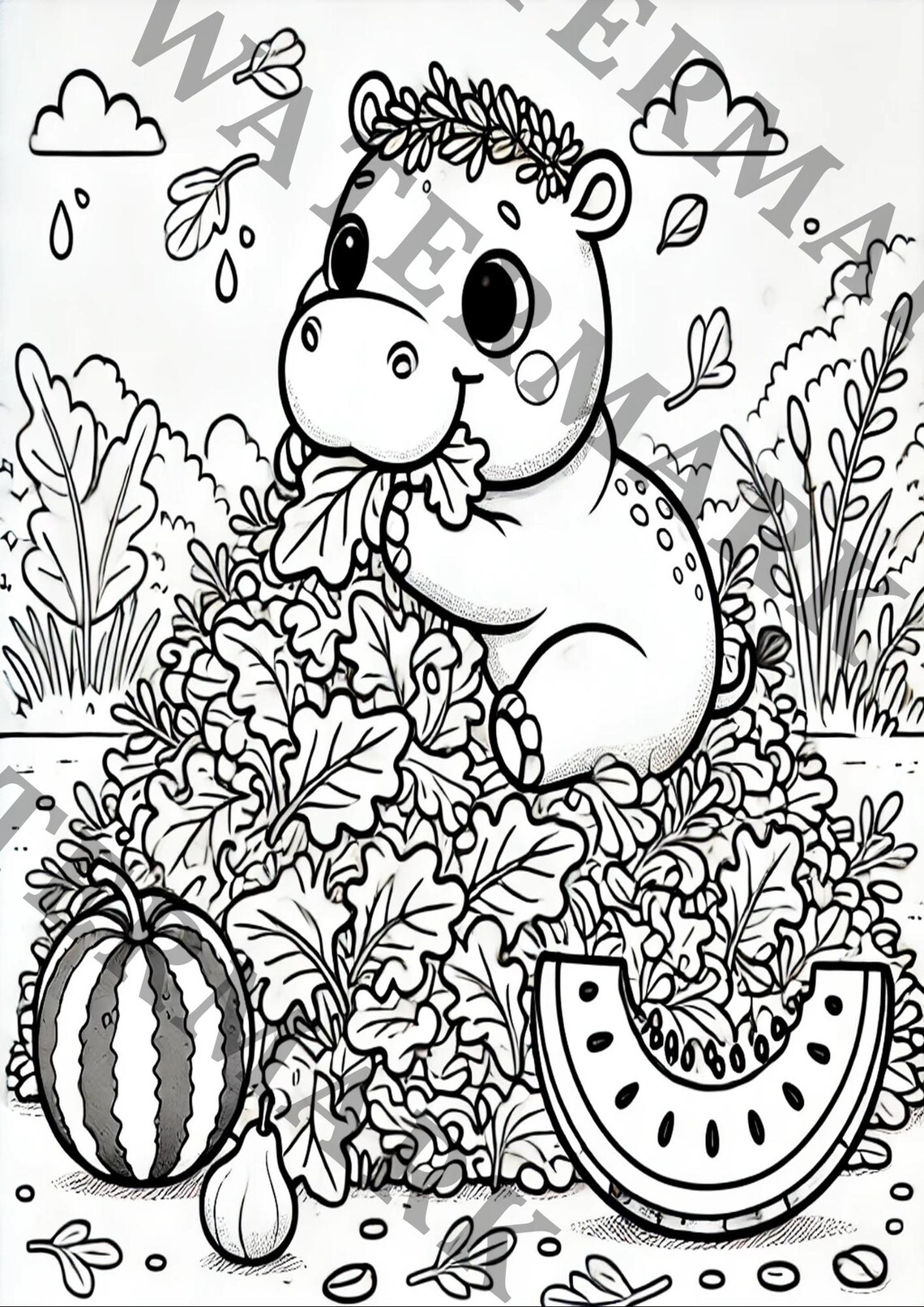 Adorable Baby Moo Deng Coloring Book | Instant Digital Download (PDF ...