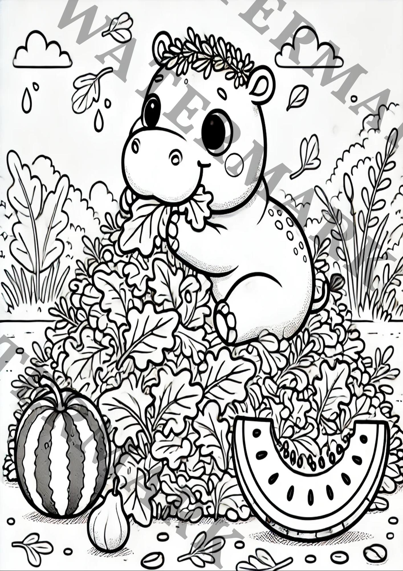 Adorable Baby Moo Deng Coloring Book | Instant Digital Download (PDF ...
